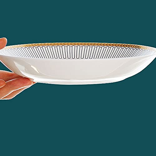 KOWMcp Dinner Plates Porcelain Dinner Plates with Golden Rim for Restaurant, Stackable Ceramic White Round Plate,Simple to Clean (Size : B)