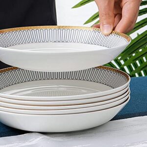 KOWMcp Dinner Plates Porcelain Dinner Plates with Golden Rim for Restaurant, Stackable Ceramic White Round Plate,Simple to Clean (Size : B)