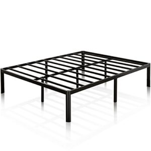 zinus van 16 inch metal platform bed frame / steel slat support / no box spring needed / easy assembly, black, full