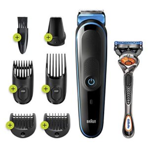 braun hair clippers for men mgk3245, 7-in-1 beard trimmer, mens grooming kit, cordless & rechargeable with gillette proglide razor