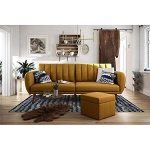 Novogratz Brittany Sofa Futon - Premium Upholstery and Wooden Legs - Mustard