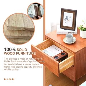 Mid Century Modern Grooved Handle Wood Nightstands Side Table Bedroom Storage Drawer and Shelf Bedside End Table, 2 Drawer (Caramel)