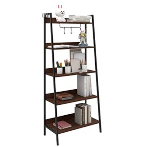 deilaly 5 tier bookshelf bookcase ladder shelf plant flower stand corner shelf plant rack kitchen storage rack ladder storage organizer wall shelves cabinet kitchen living room office balcony brown