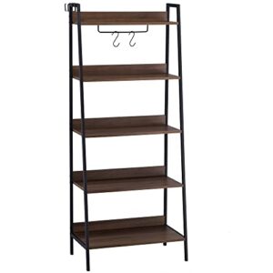 DEILALY 5 Tier Bookshelf Bookcase Ladder Shelf Plant Flower Stand Corner Shelf Plant Rack Kitchen Storage Rack Ladder Storage Organizer Wall Shelves Cabinet Kitchen Living Room Office Balcony Brown