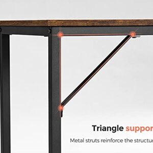 VASAGLE 55.1-Inch Computer Writing Desk, Home Office Small Study Workstation, Industrial Style PC Laptop Table, Steel Frame, Rustic Brown + Black