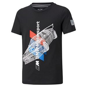 puma kids boys bmw mms street crew neck short sleeve graphic casual – black – size s