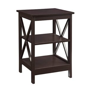 convenience concepts oxford end table with shelves, espresso