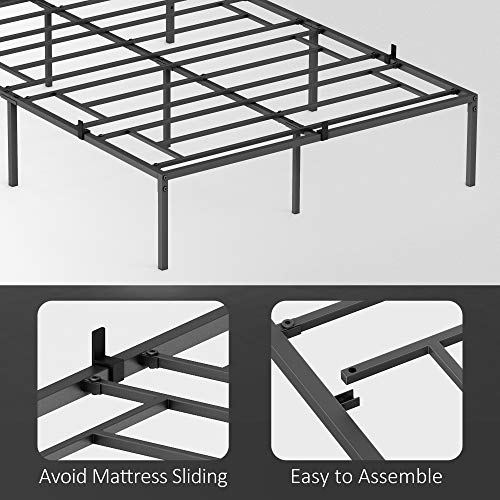 Alkmaar Full Size Bed Frame,14 Inch Black Metal Full Bed Frame,No Box Spring Needed Full Size Platform Bed Frame