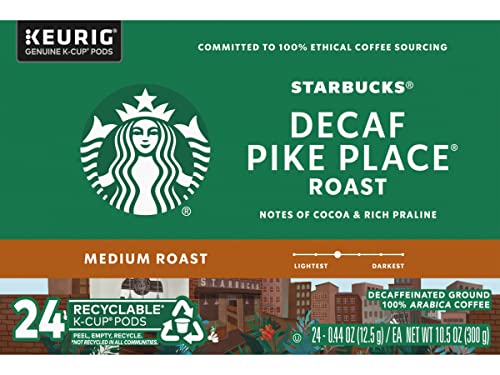 Starbucks Decaf Pike Place Roast, K-Cup for Keurig Brewers, 24 Count