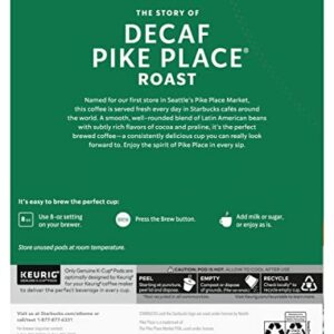 Starbucks Decaf Pike Place Roast, K-Cup for Keurig Brewers, 24 Count