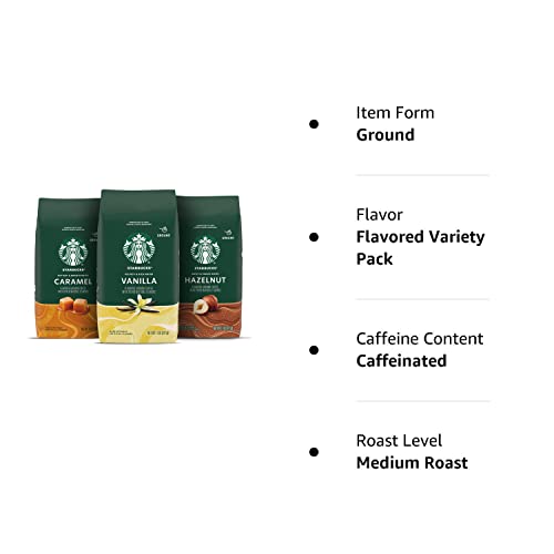 Starbucks Flavored Ground Coffee—Variety Pack—Naturally Flavored—3 bags (11 oz each)