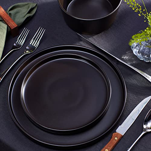 Stone Lain Coupe Dinnerware Set, Service For 8, Black Matte, 32 Piece