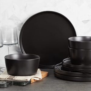 Stone Lain Coupe Dinnerware Set, Service For 8, Black Matte, 32 Piece