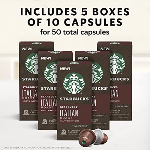 Starbucks by Nespresso Dark Roast Italian Roast Coffee (50-count single serve capsules, compatible with Nespresso Original Line System)