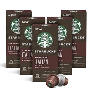 starbucks by nespresso dark roast italian roast coffee (50-count single serve capsules, compatible with nespresso original line system)