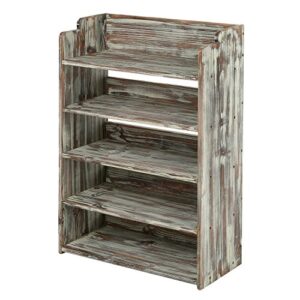 mygift 5 tier rustic torched wood entryway shoe rack storage shelves, closet organizer shelf