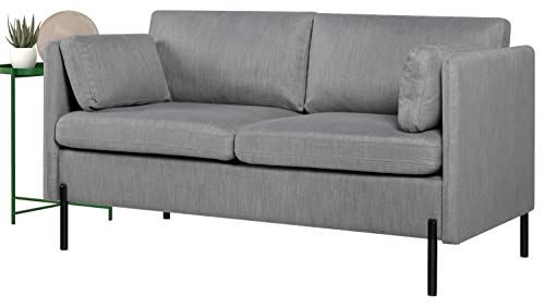 TYBOATLE Upholstered Modern Loveseat Sofa Couch with 2 Rectangular Pillows and Metal Legs, 55" W Fabric Comfy Couches for Living Room, Bedroom, Compact Small Space, Apartment, Office (Grey)