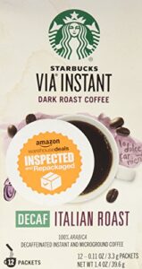 starbucks coffee 12-servings extra bold decaffeinated starbucks via ready brew decaf italian roast coffee, instant 39.6g.