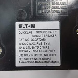 EATON QCGFT2030 QUICKLAG Ground Fault Circuit Breaker 2P 30A 120/240V-AC