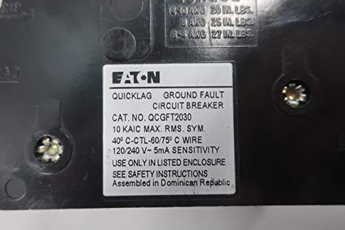 EATON QCGFT2030 QUICKLAG Ground Fault Circuit Breaker 2P 30A 120/240V-AC