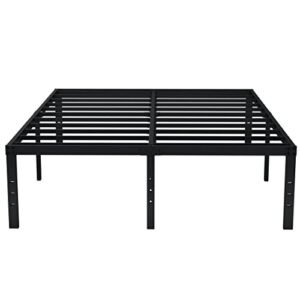 emoda 18 inch king bed frame no box spring needed, heavy duty tall metal platform with large storage space, noise free, easy assembly, black