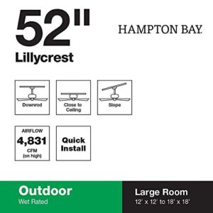 Hampton Bay Lillycrest 52" Indoor/Outdoor Aged Bronze Ceiling Fan - Model # 32711