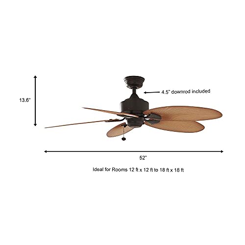 Hampton Bay Lillycrest 52" Indoor/Outdoor Aged Bronze Ceiling Fan - Model # 32711