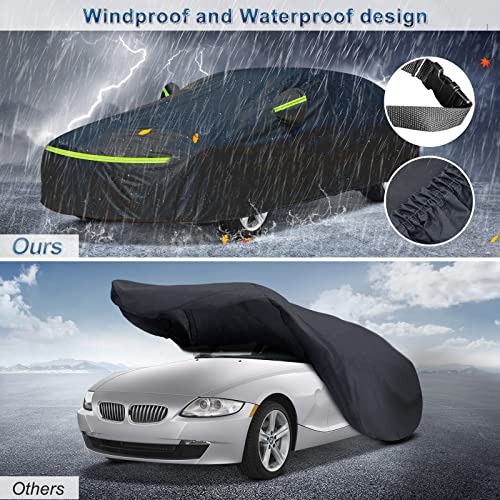 Car Cover Waterproof for 2003-2008 BMW Z4, Snowproof Outdoor Car Covers with Zipper Windproof Heavy Duty All Weather (Black)