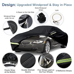 Car Cover Waterproof for 2003-2008 BMW Z4, Snowproof Outdoor Car Covers with Zipper Windproof Heavy Duty All Weather (Black)