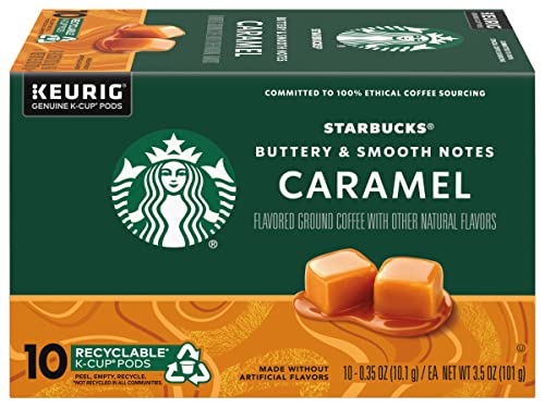 Starbucks Flavored Coffee K-Cup Pods, Caramel Flavored Coffee, Made without Artificial Flavors, Keurig Genuine K-Cup Pods, 10 CT K-Cups/Box (Pack of 2 Boxes)