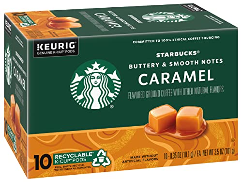 Starbucks Flavored Coffee K-Cup Pods, Caramel Flavored Coffee, Made without Artificial Flavors, Keurig Genuine K-Cup Pods, 10 CT K-Cups/Box (Pack of 2 Boxes)