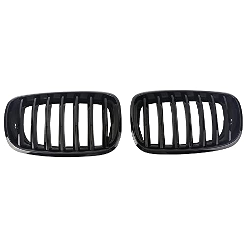 BILLDIO Front Grille For 2007-2014 BMW X5 E70 X6 E71，ABS Gloss Black Kidney Grill