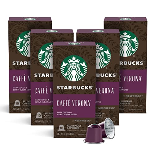 Starbucks by Nespresso Dark Roast Caffè Verona Coffee (50-count single serve capsules, compatible with Nespresso Original Line System)