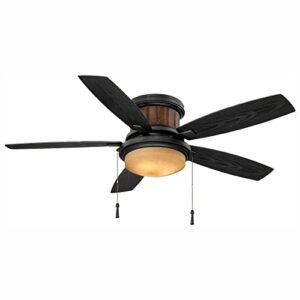 hampton bay roanoke 48 in. led indoor/outdoor natural iron ceiling fan with light kit