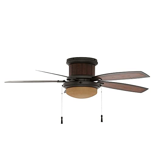 Hampton Bay Roanoke 48 in. LED Indoor/Outdoor Natural Iron Ceiling Fan with Light Kit