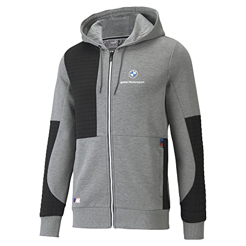 PUMA Men's Standard BMW MMS Full-Zip Hoodie, Medium Gray Heather