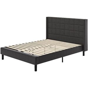 zinus dori upholstered platform bed frame with wingback headboard / mattress foundation / wood slat support / no box spring needed / easy assembly, king