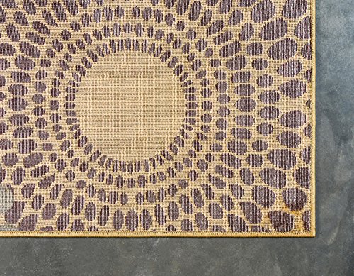 Unique Loom Barista Collection Modern, Abstract, Geometric, Circles, Urban, Rustic, Warm Colors Area Rug, 9 ft x 12 ft, Beige/Burgundy