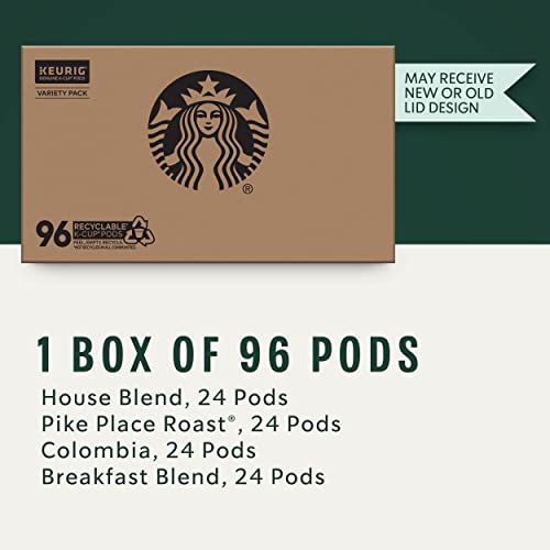 Starbucks K-Cup Coffee Pods—Medium Roast Coffee—Variety Pack—100% Arabica—1 box (96 pods)