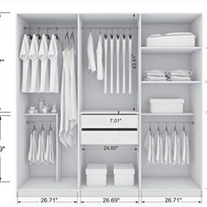 Manhattan Comfort Gramercy Contemporary Modern Freestanding Wardrobe Armoire Closet, 82.48", White