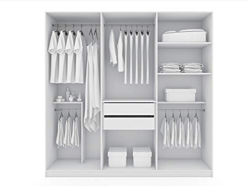 Manhattan Comfort Gramercy Contemporary Modern Freestanding Wardrobe Armoire Closet, 82.48", White