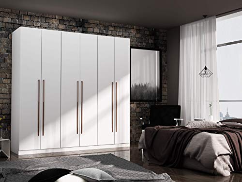 Manhattan Comfort Gramercy Contemporary Modern Freestanding Wardrobe Armoire Closet, 82.48", White