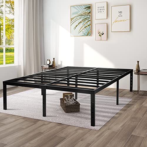 AMSEJOPS Heavy Duty California King Bed Frame, 16 Inches Tall Metal Platform Bedframe with Maximum Storage, No Box Spring Needed, Noise-Free, Easy Assembly, 3500lbs Steel Slat Support