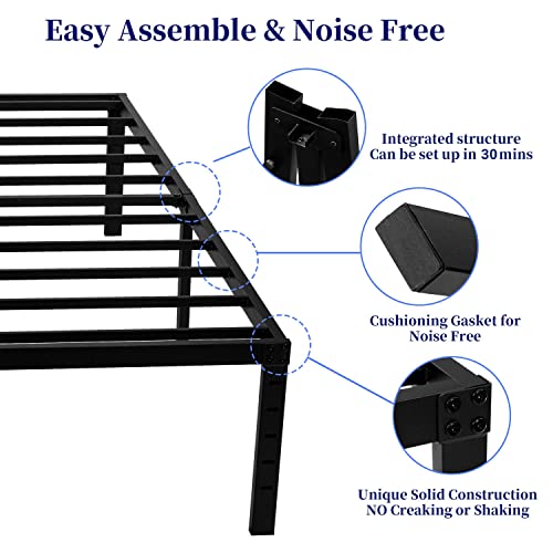 AMSEJOPS Heavy Duty California King Bed Frame, 16 Inches Tall Metal Platform Bedframe with Maximum Storage, No Box Spring Needed, Noise-Free, Easy Assembly, 3500lbs Steel Slat Support