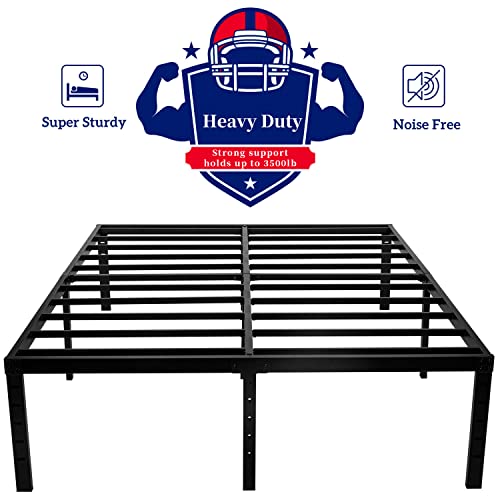 AMSEJOPS Heavy Duty California King Bed Frame, 16 Inches Tall Metal Platform Bedframe with Maximum Storage, No Box Spring Needed, Noise-Free, Easy Assembly, 3500lbs Steel Slat Support