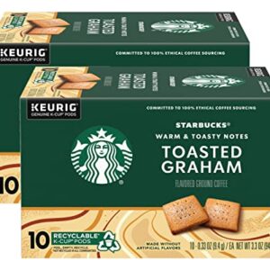 Starbucks Flavored Ground Coffee K-Cup Pods, Toasted Graham, Signature Collection, 100% Arabica Coffee, Recyclable K-Cup, 10 CT K-Cup Pods/Box (Pack of 2 Boxes)