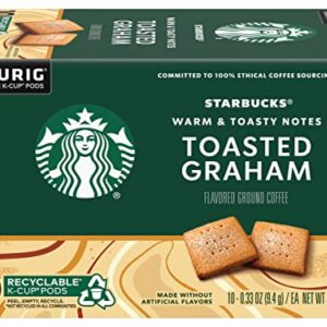 Starbucks Flavored Ground Coffee K-Cup Pods, Toasted Graham, Signature Collection, 100% Arabica Coffee, Recyclable K-Cup, 10 CT K-Cup Pods/Box (Pack of 2 Boxes)