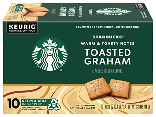 Starbucks Flavored Ground Coffee K-Cup Pods, Toasted Graham, Signature Collection, 100% Arabica Coffee, Recyclable K-Cup, 10 CT K-Cup Pods/Box (Pack of 2 Boxes)