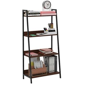 deilaly 4 tier bookshelf bookcase ladder shelf plant flower stand corner shelf storage rack storage organizer wall shelves cabinet big capacity for kitchen living room office balcony frame brown