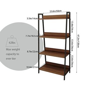 DEILALY 4 Tier Bookshelf Bookcase Ladder Shelf Plant Flower Stand Corner Shelf Storage Rack Storage Organizer Wall Shelves Cabinet Big Capacity for Kitchen Living Room Office Balcony Frame Brown